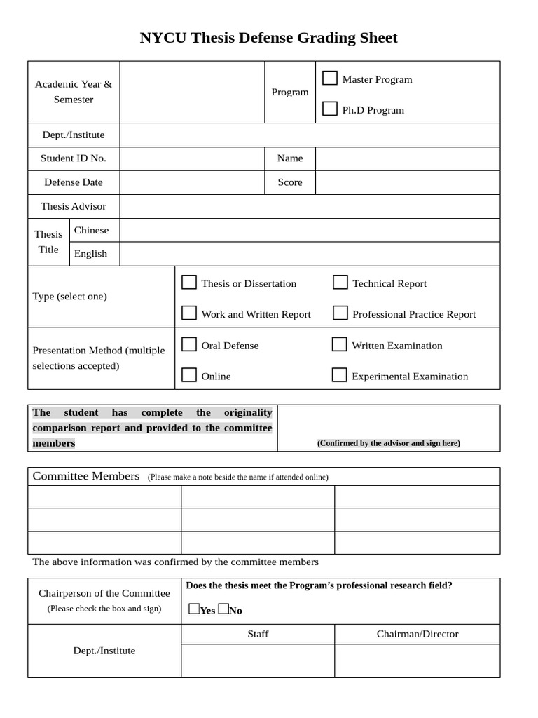 Thesis Defense Grading Sheet20210702 | PDF