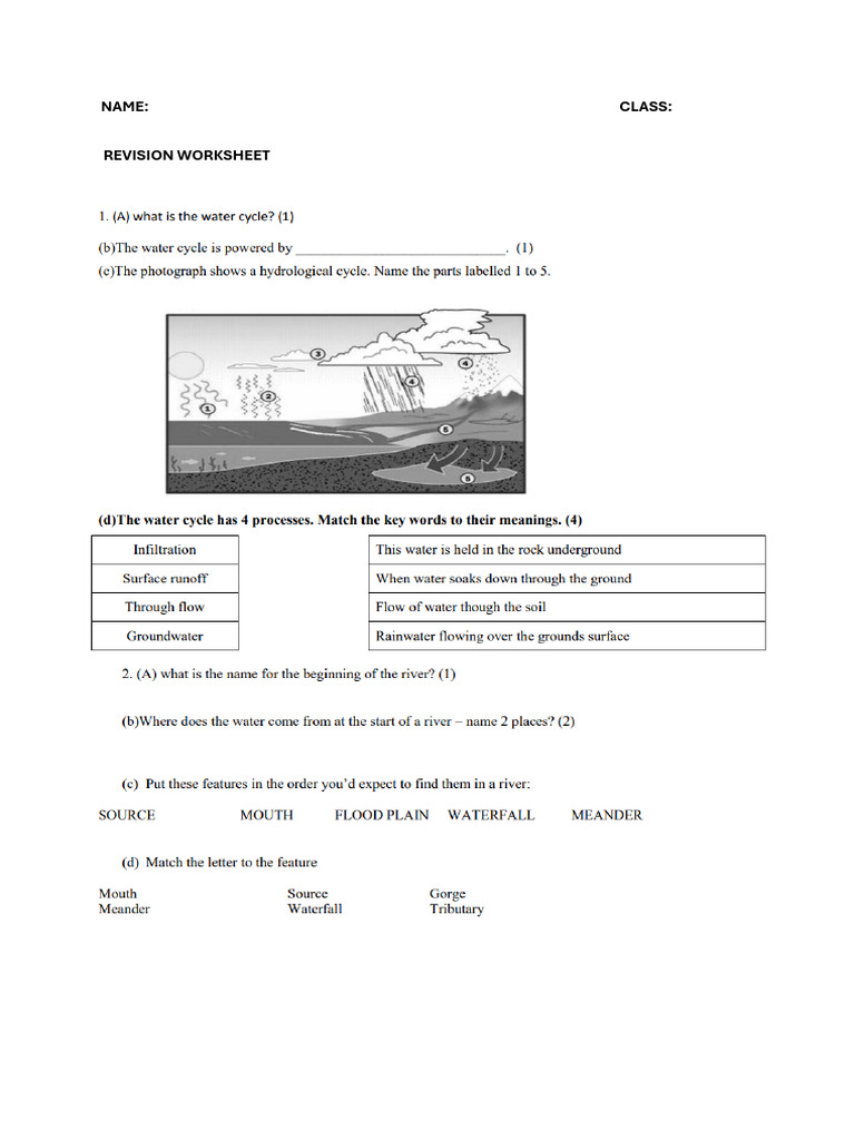 Revision Worksheet | PDF