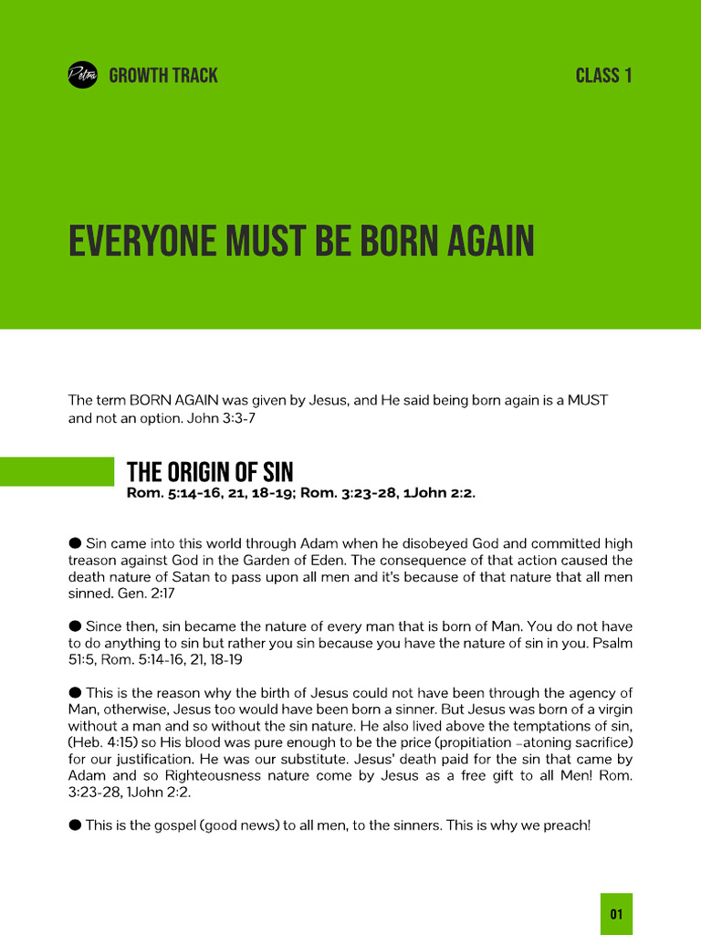 Growth Track: Born Again Curriculum | PDF | Grace In Christianity ...