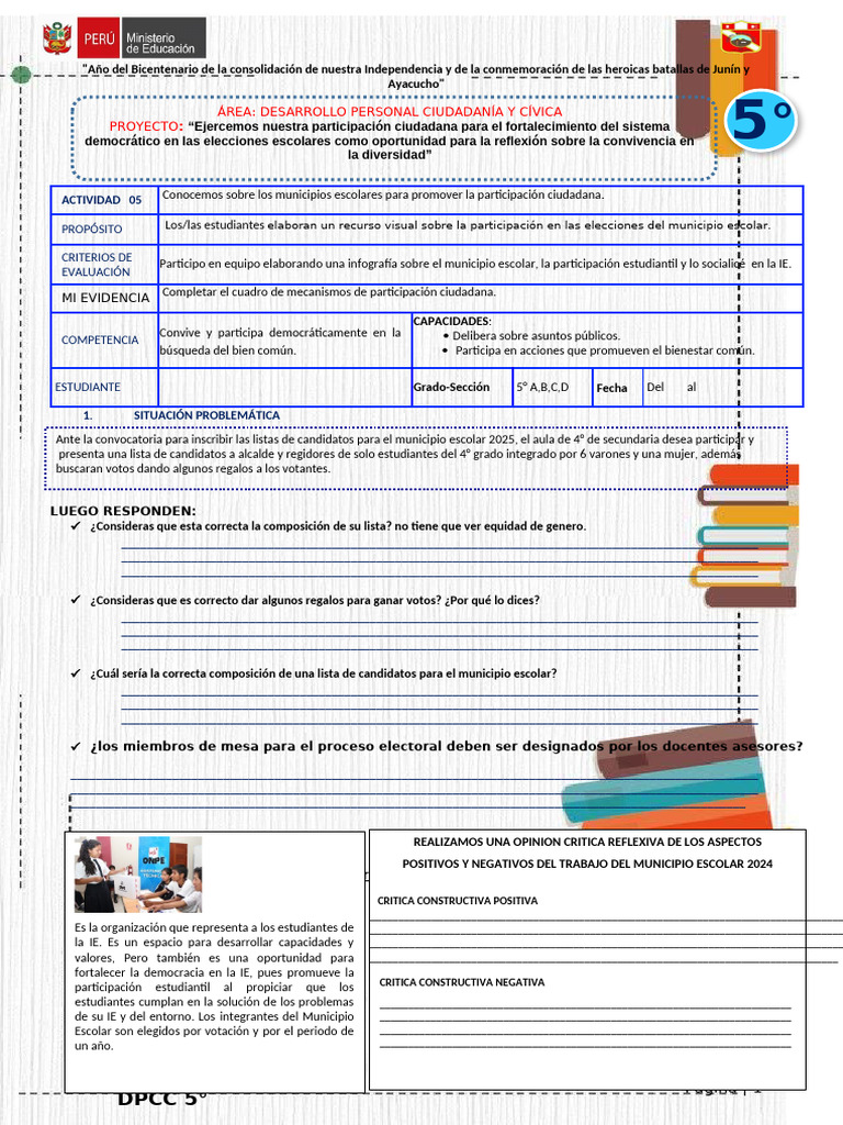 5° DPCC- ACT. 5- 7ma UDA | PDF | Gobierno local | Alcalde
