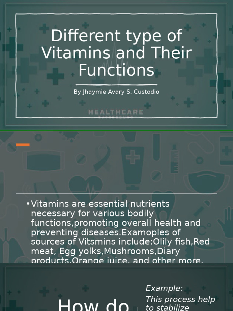 Different Type of Vitamins and Their Functions | PDF