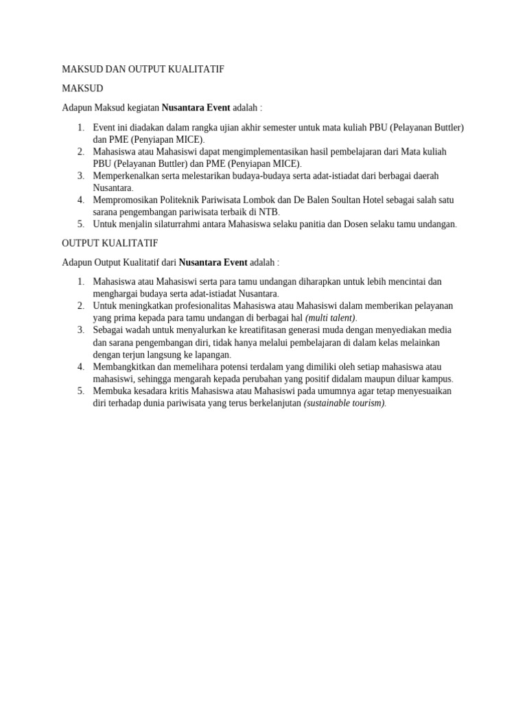MAKSUD DAN OUTPUT KUALITATIF | PDF