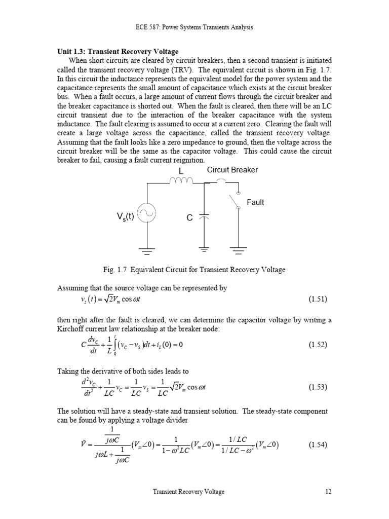 Lecture 4a - Notes - Transient Recovery Voltage | PDF | Electrical ...