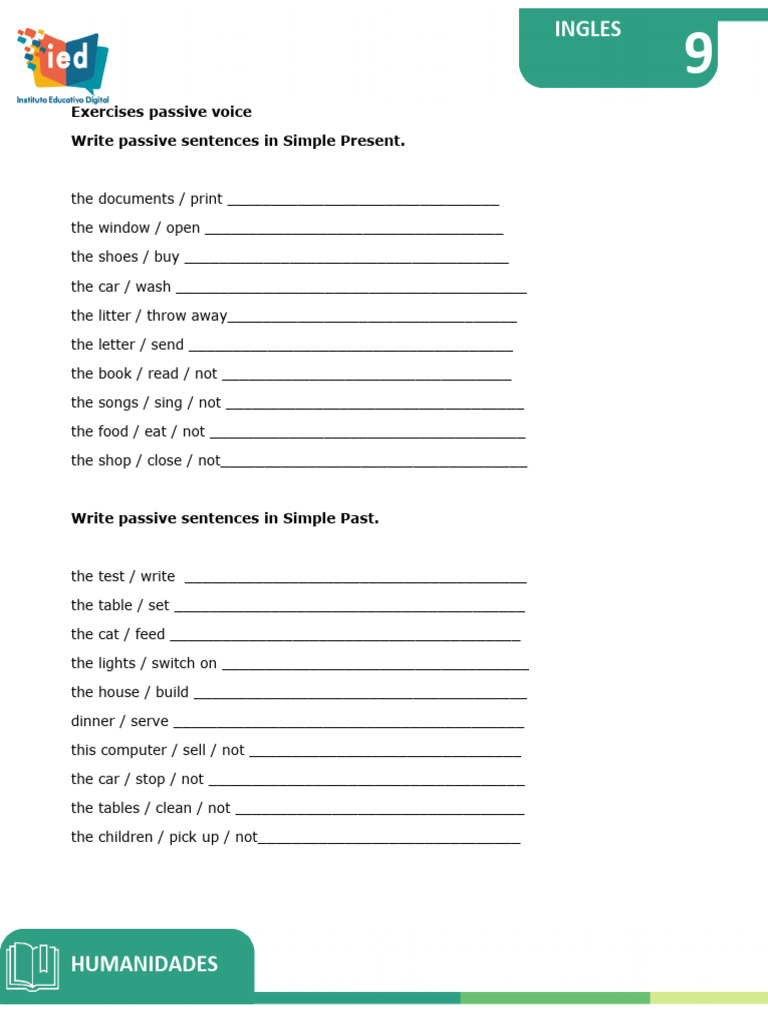 Tarea - TR14-LC14-InG9 - Homework Passive Voice | PDF