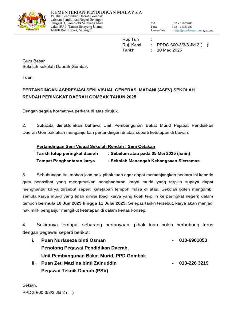 Hebahan Pertandingan Asev SR | PDF