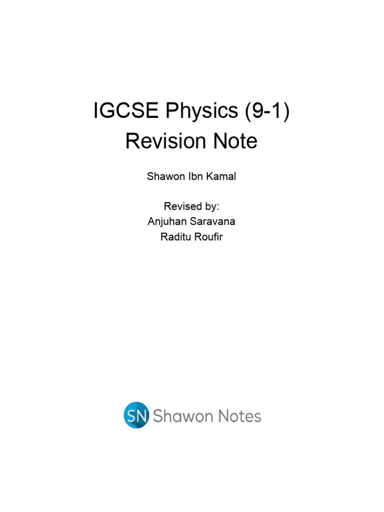 Edexcel IGCSE Physics Revision Note - Removed | PDF | Force | Friction