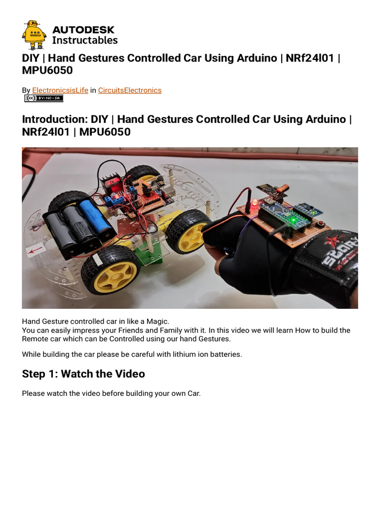 DIY - Hand Gestures Controlled Car Using Arduino - NRf24l01 - MPU6050 - 4 Steps - Instructables ...