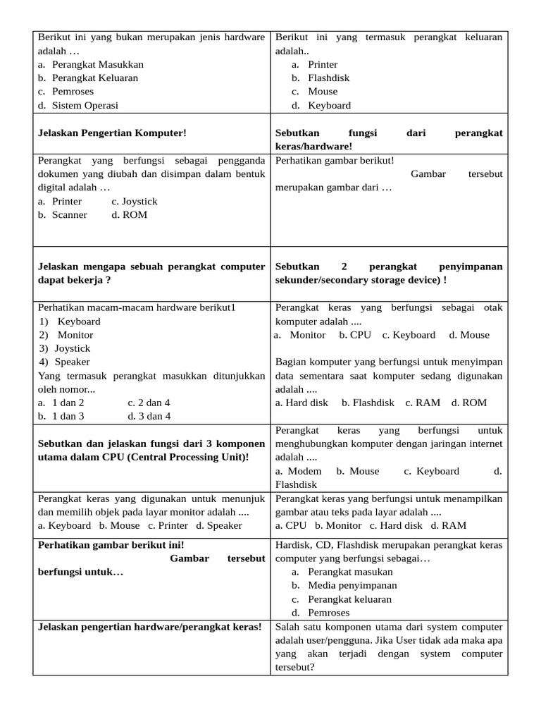 Soal Quis Hardware | PDF