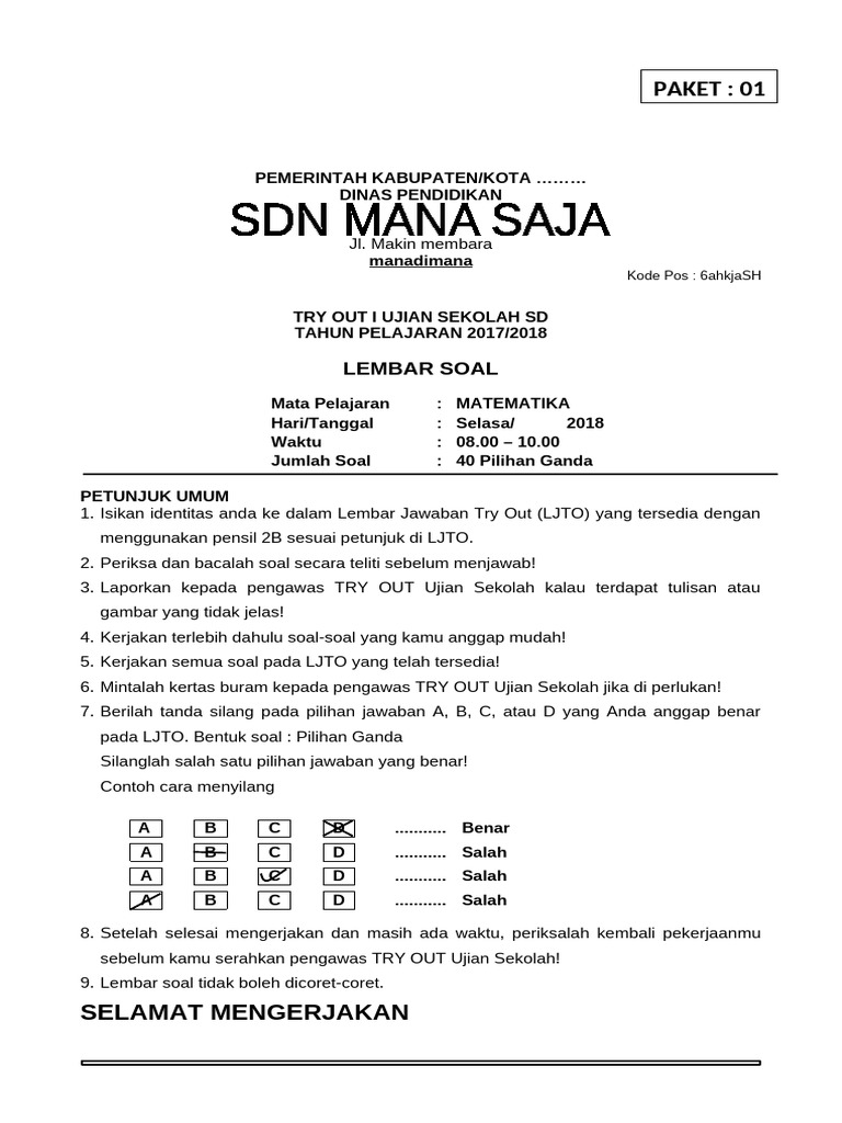 Soal Try Out Matematika | PDF