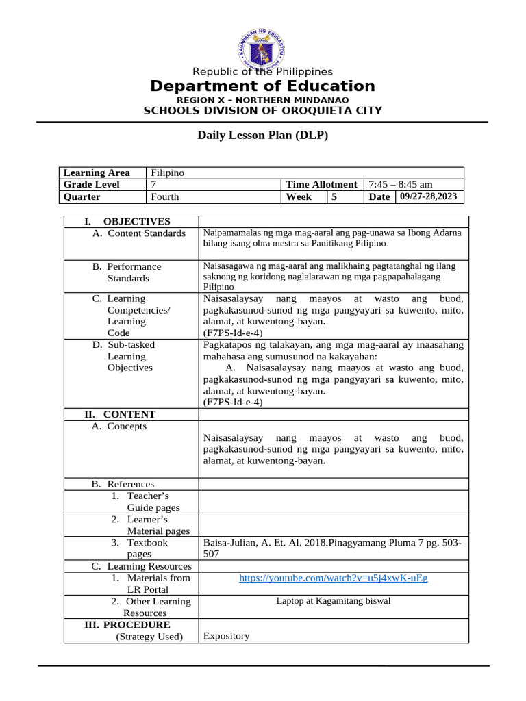 DLP - Q1 Lesson 6 Pagkasunod-Sunog NG Pangyayari | PDF