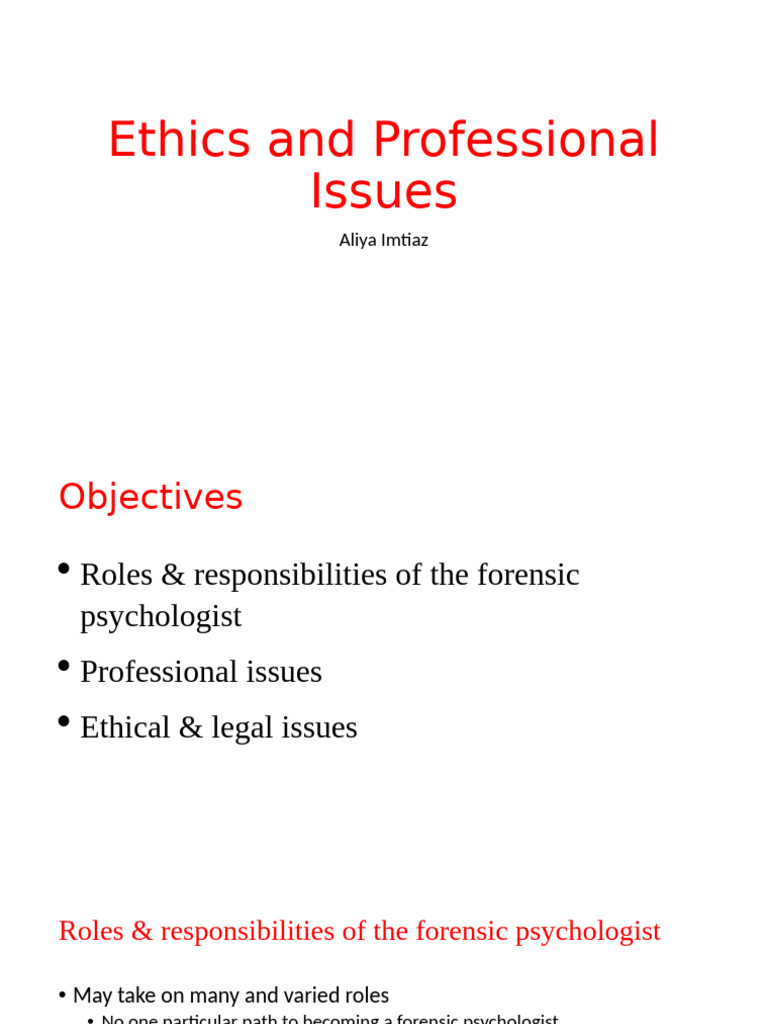 Forensic Psychology: Ethics & Roles | PDF | Psychologist | Competence (Law)