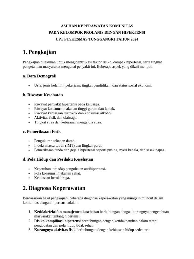 ASUHAN KEPERAWATAN KOMUNITAS PADA KELOMPOK DENGAN HIPERTENSI | PDF