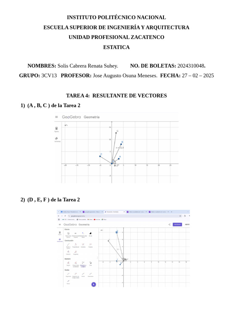 Tarea 4 Estatica Solis Cabrera Renata Suhey 3CV13 | PDF