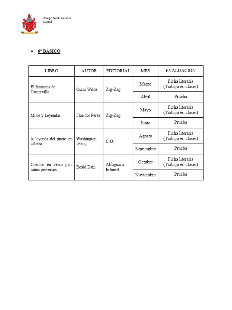 Plan Lector 6° | PDF