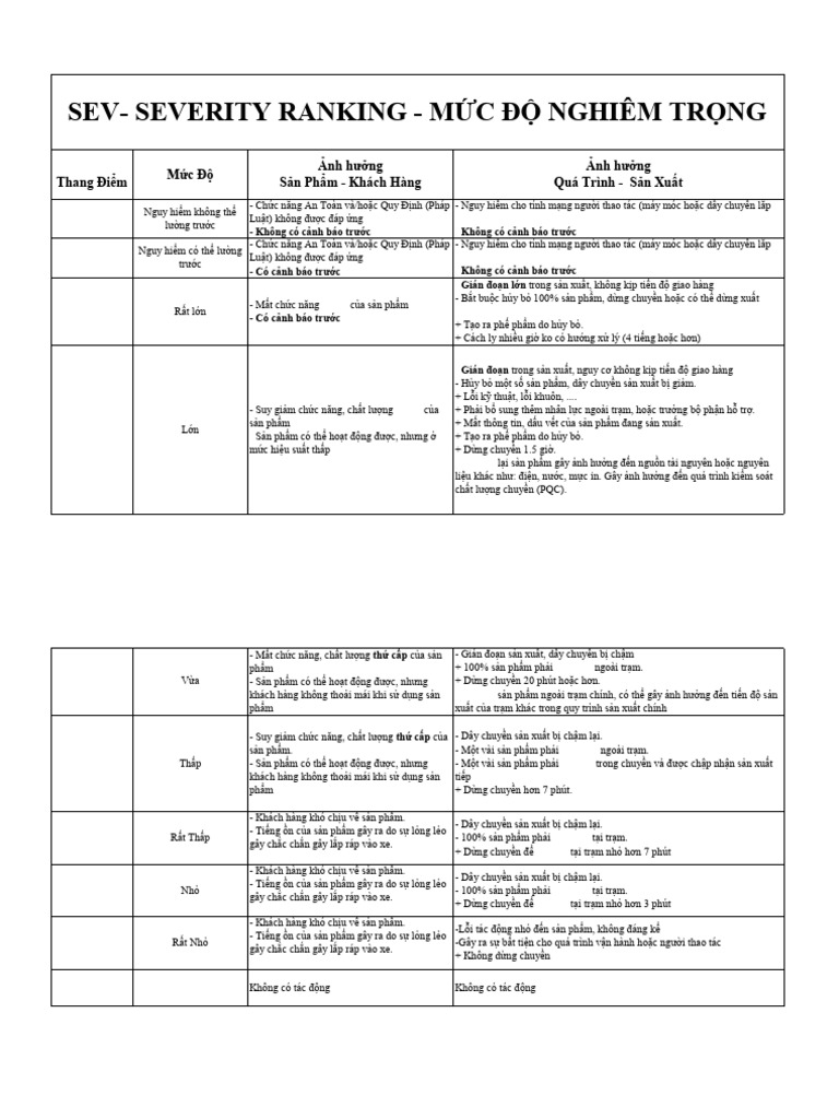 Sev-Severity Ranking - Mức Độ Nghiêm Trọng | PDF