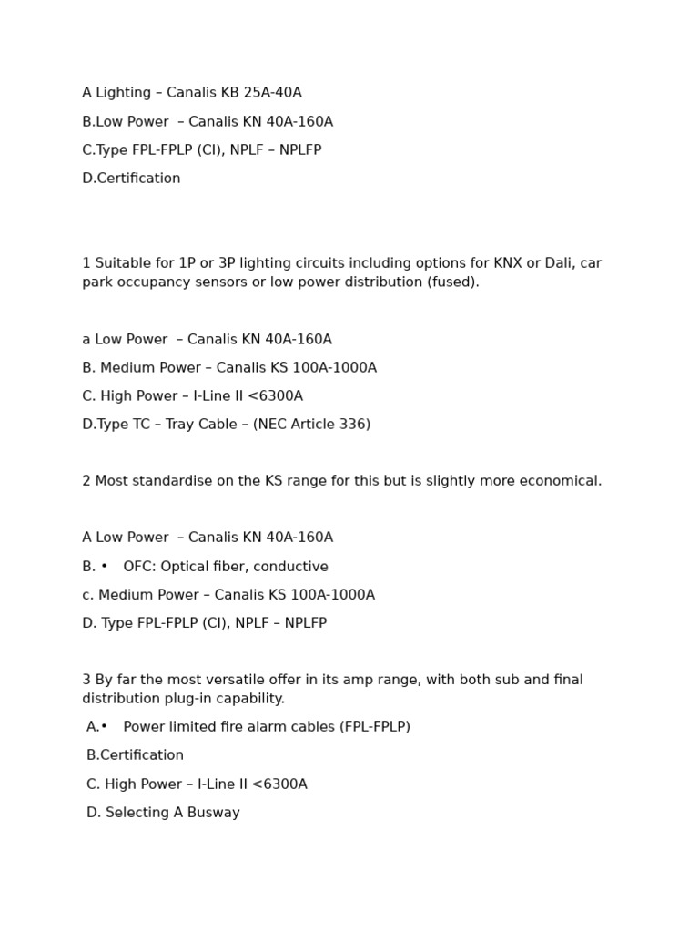 Power Distribution and Cable Types Guide | PDF