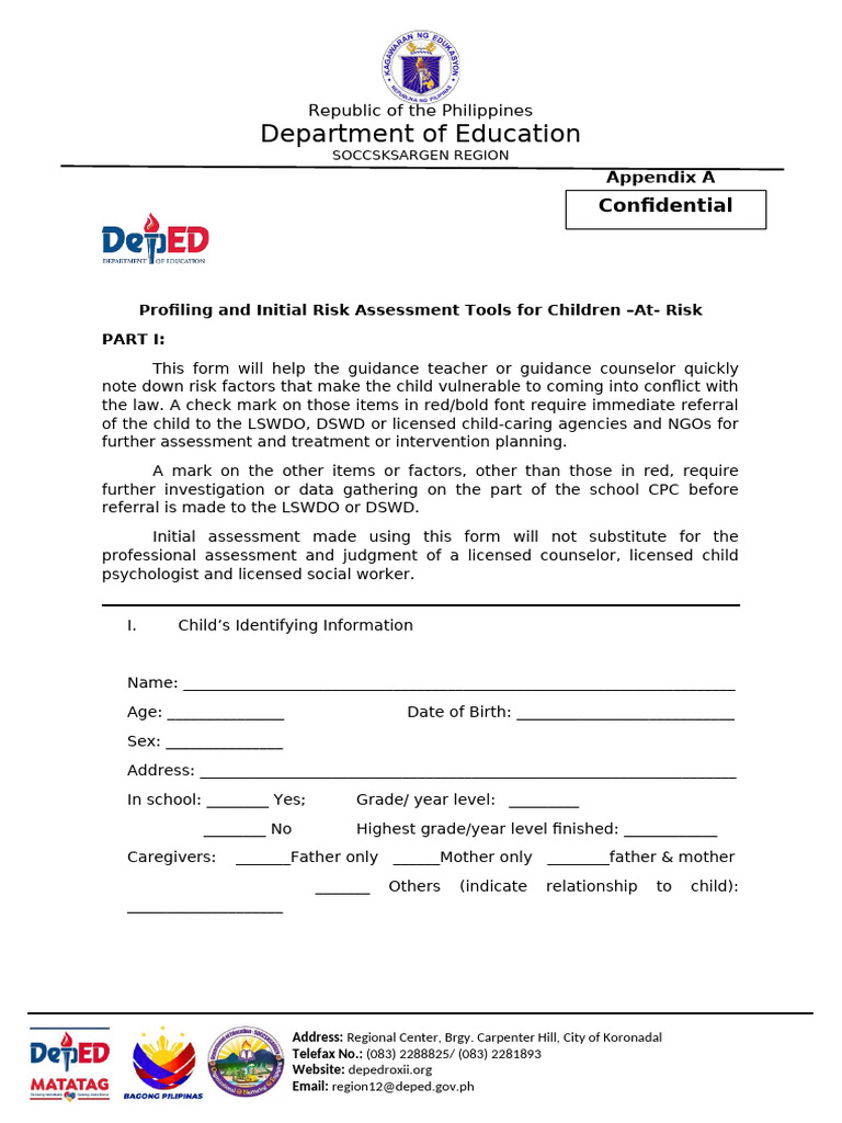 Child Risk Assessment Tools Philippines | PDF | Child Abuse | Domestic ...