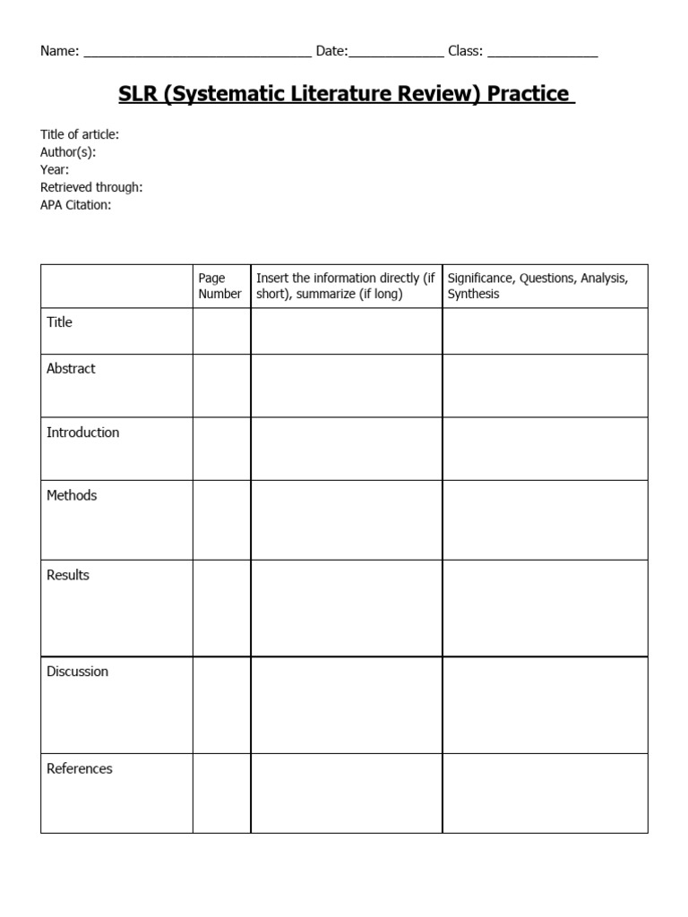SLR Practice Handout | PDF