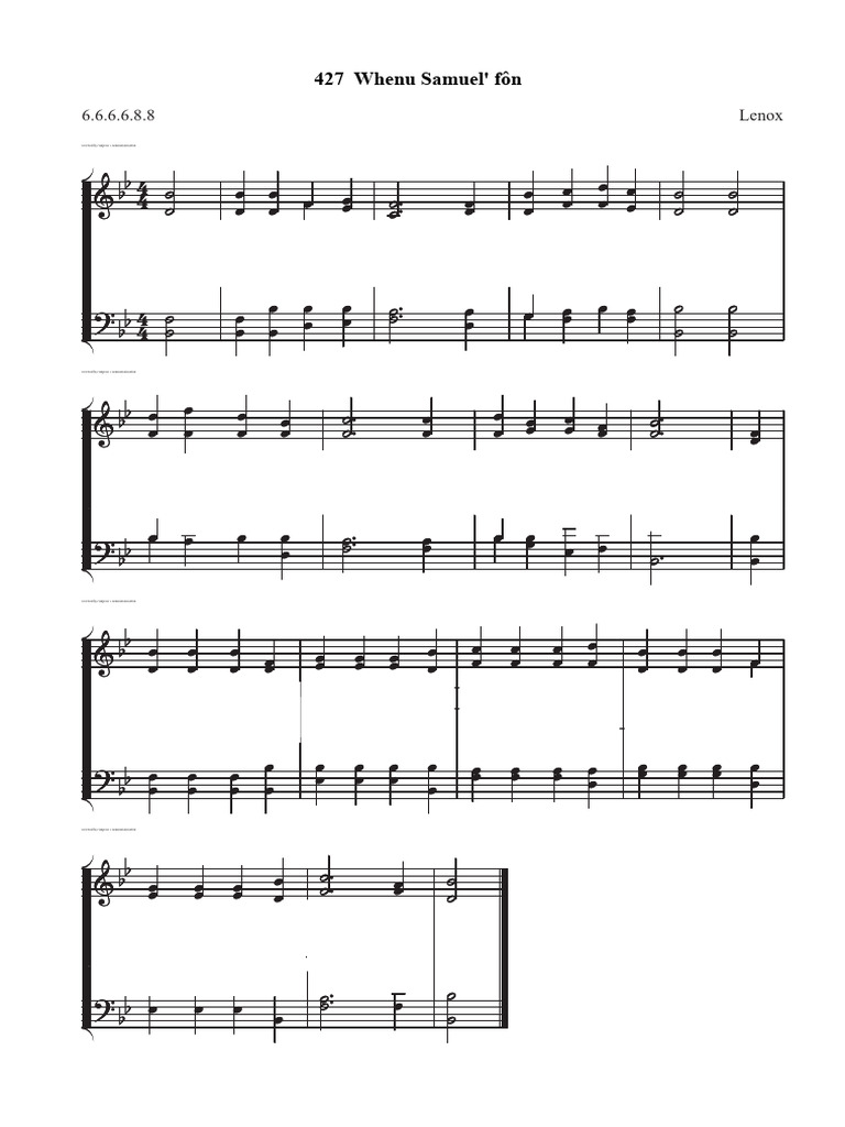 427 Whenu Samuel' Fôn: Lenox 6.6.6.6.8.8 | PDF