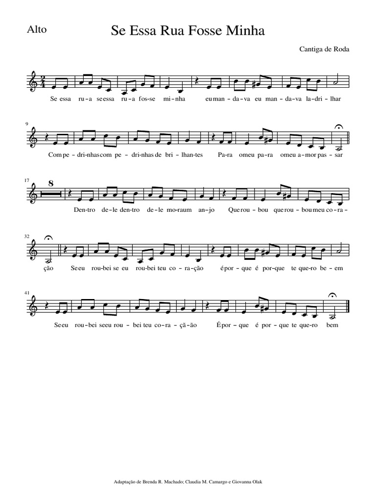 Letra da Cantiga "Se Essa Rua Fosse Minha" | PDF