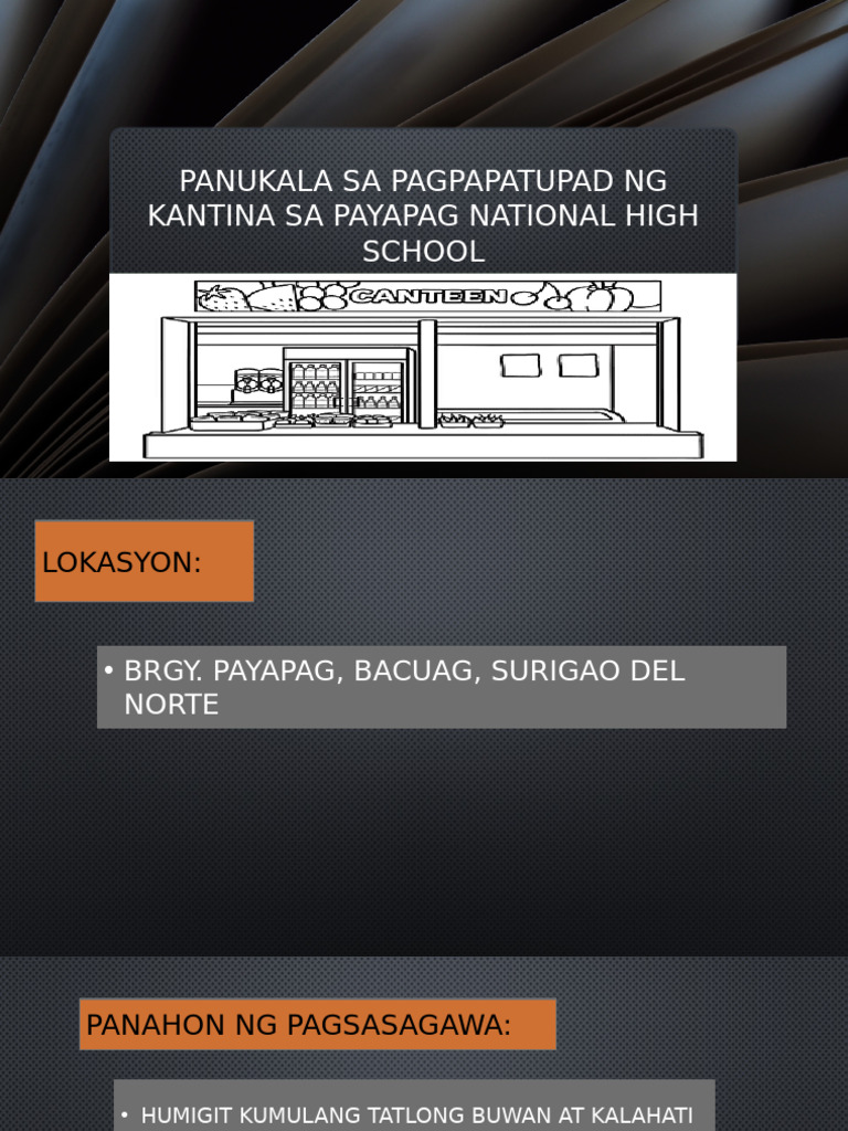 Panukala Sa Pagpapatupad Ng Kantina Sa Payapag National | PDF
