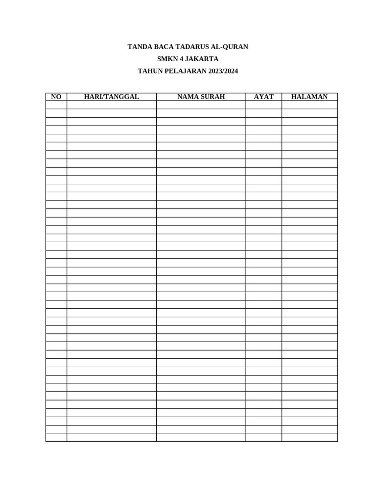 Jadwal Tadarus | PDF