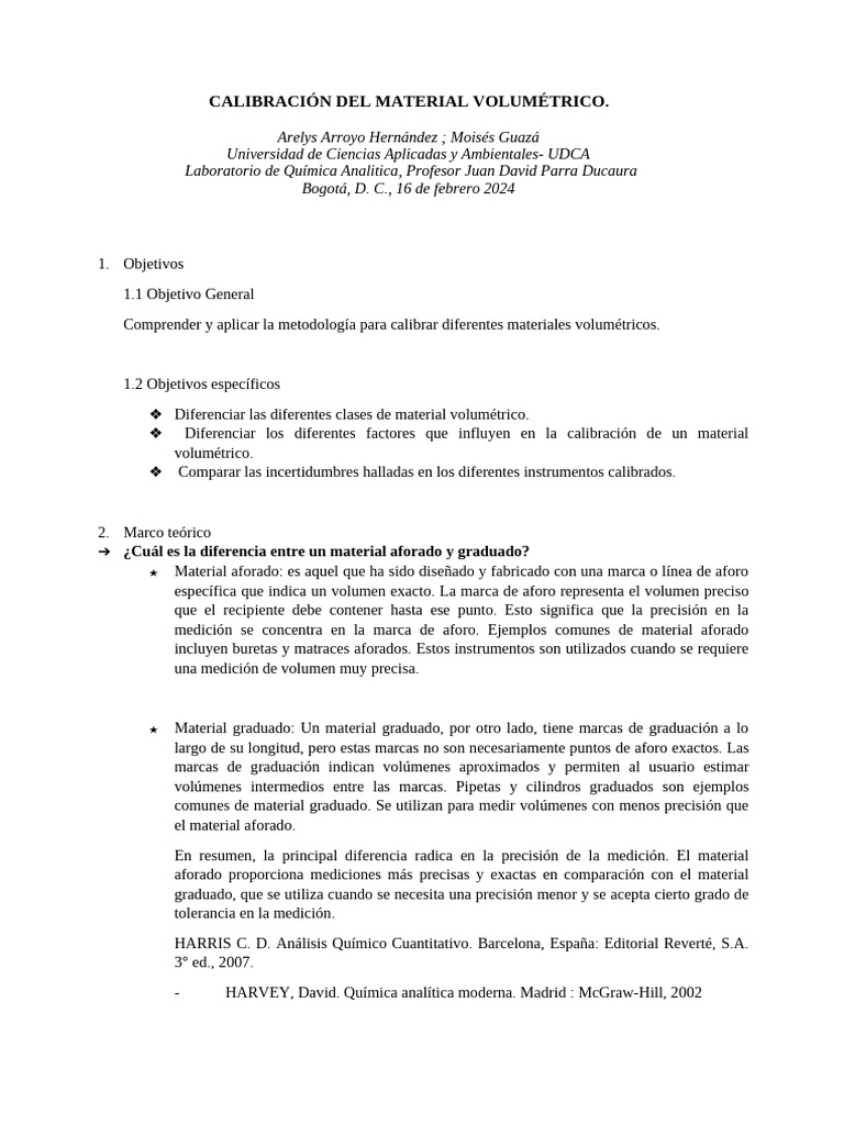 Pre - Informe 1 Lab-Analitica | PDF | Calibración | Medición