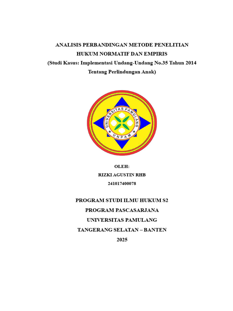 Analisis Perbandingan Metode Penelitian Hukum Normatif Dan Empiris. | PDF