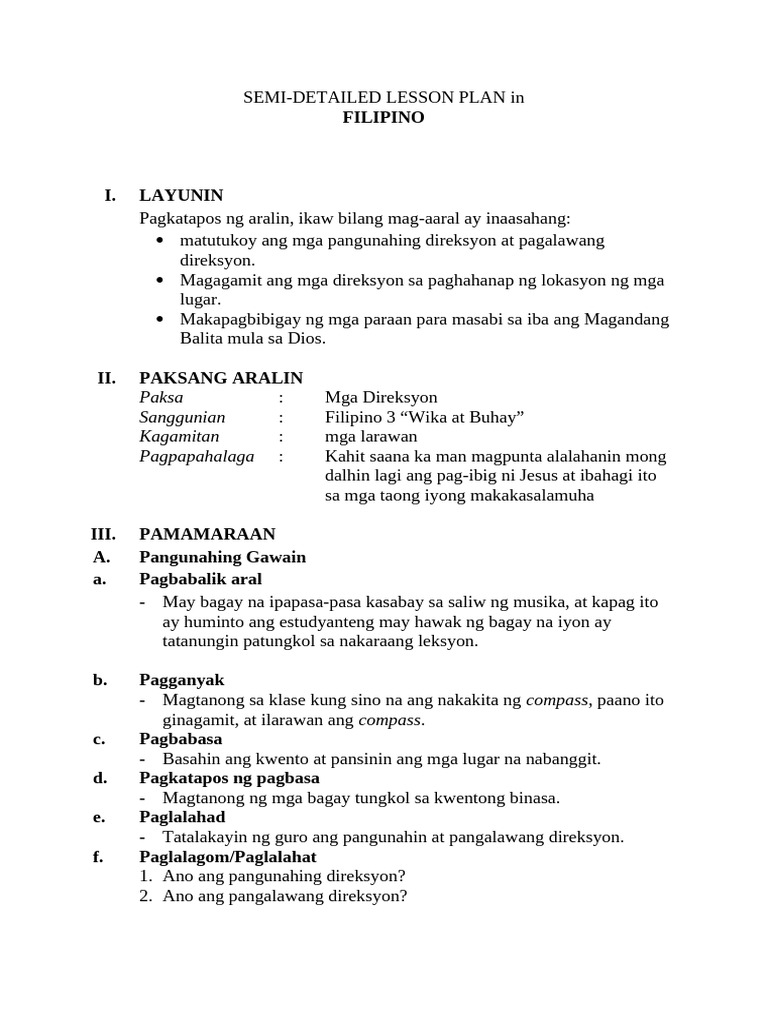 Lesson Plan Filipino Day1 | PDF