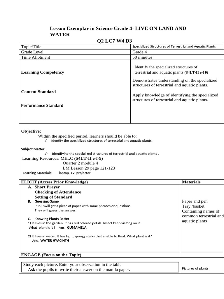 COT 2 NAKOOOOO Lesson Exemplar in Science Grade 5 Na Ni | PDF | Learning