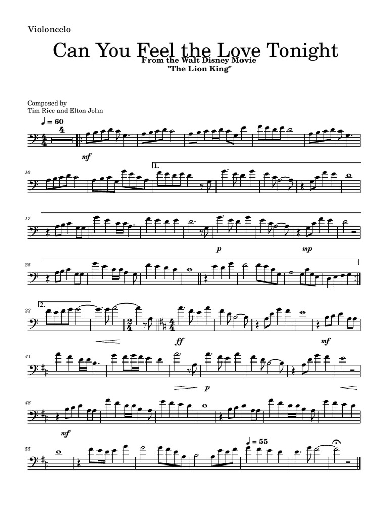 "Can You Feel the Love Tonight" Sheet Music | PDF | The Walt Disney Company