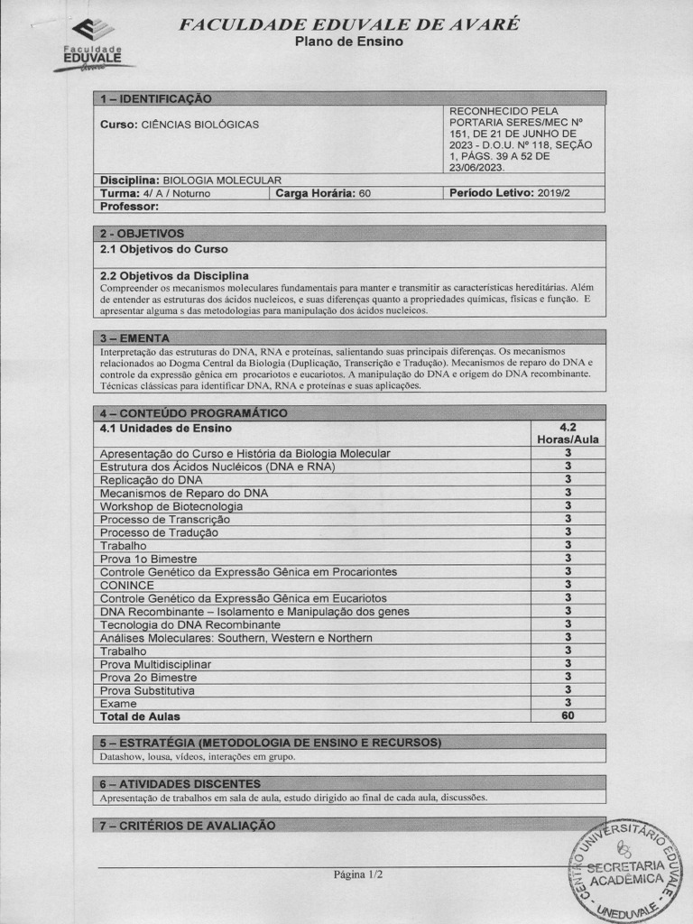 Ementa 4º Bio | PDF