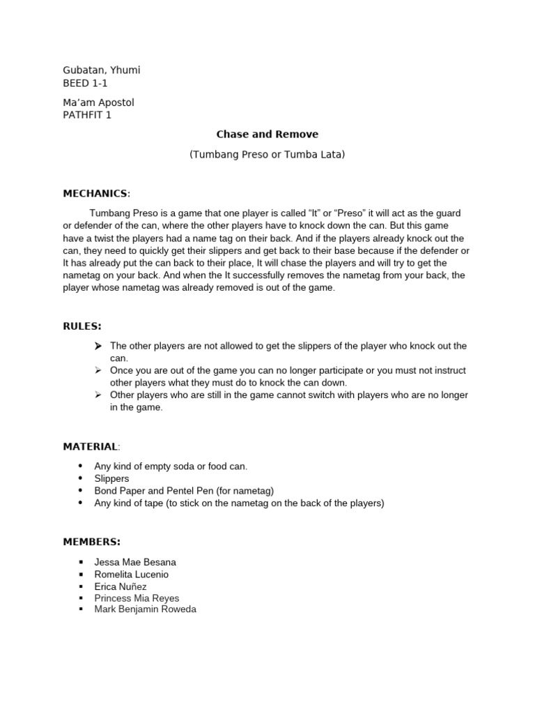 Pathfit1 Innovation Game | PDF