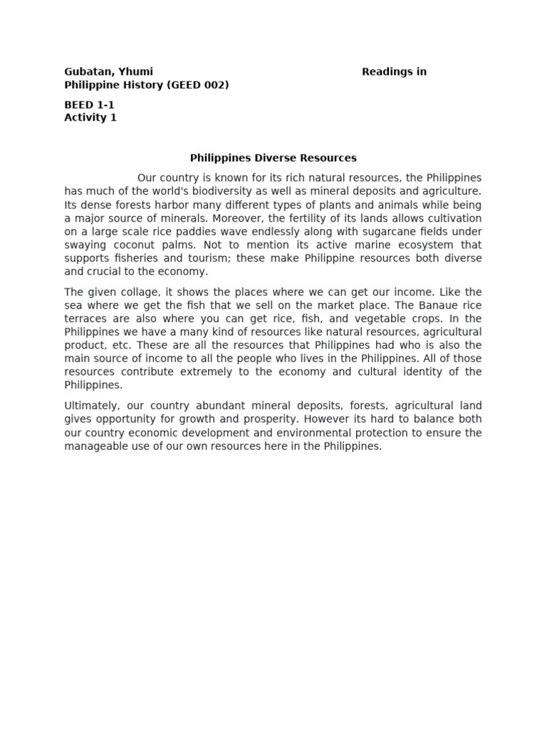 Readings in Philippine History Activity 1 (10 to 20 sentence essay) | PDF
