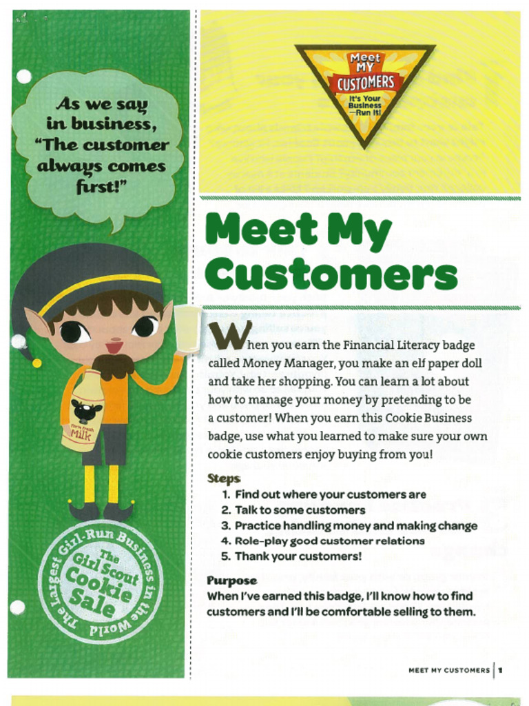 Brownie Meet My Customers Badge Requirements | PDF