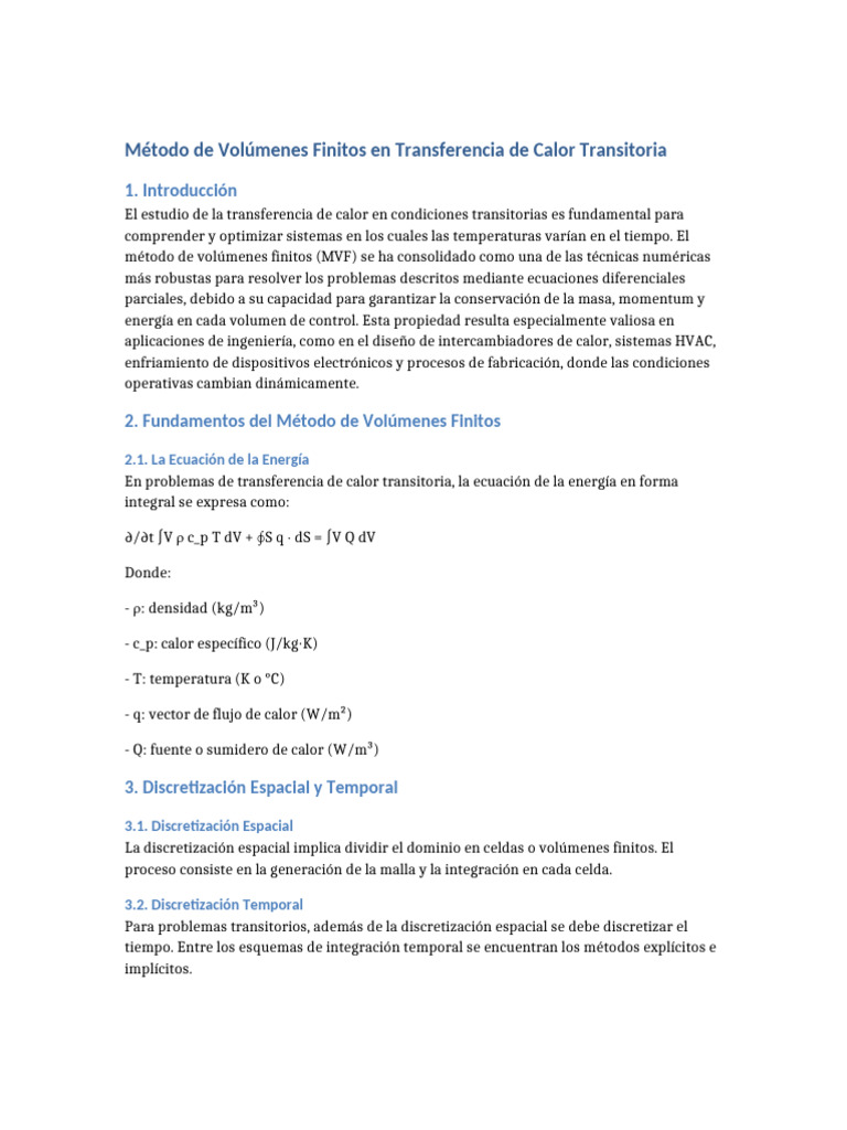 Metodo - Volumenes - Finitos 2.0 | PDF | Calor | Física Aplicada e ...