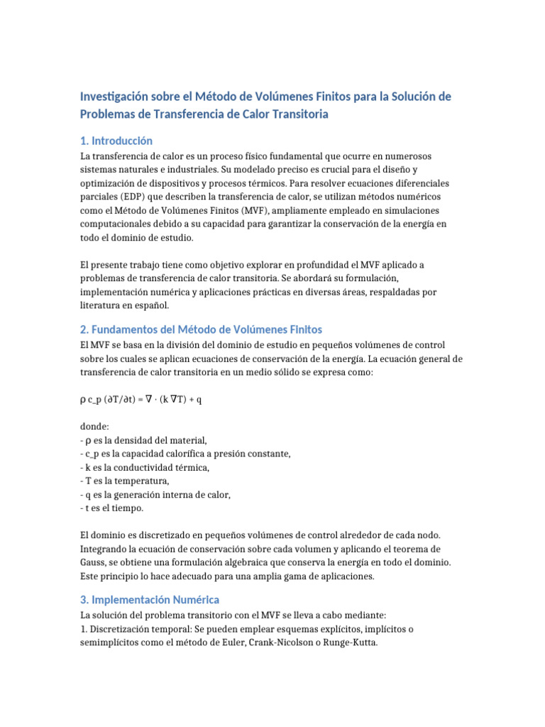 Volumenes Finitos | PDF | Ecuaciones | Calor