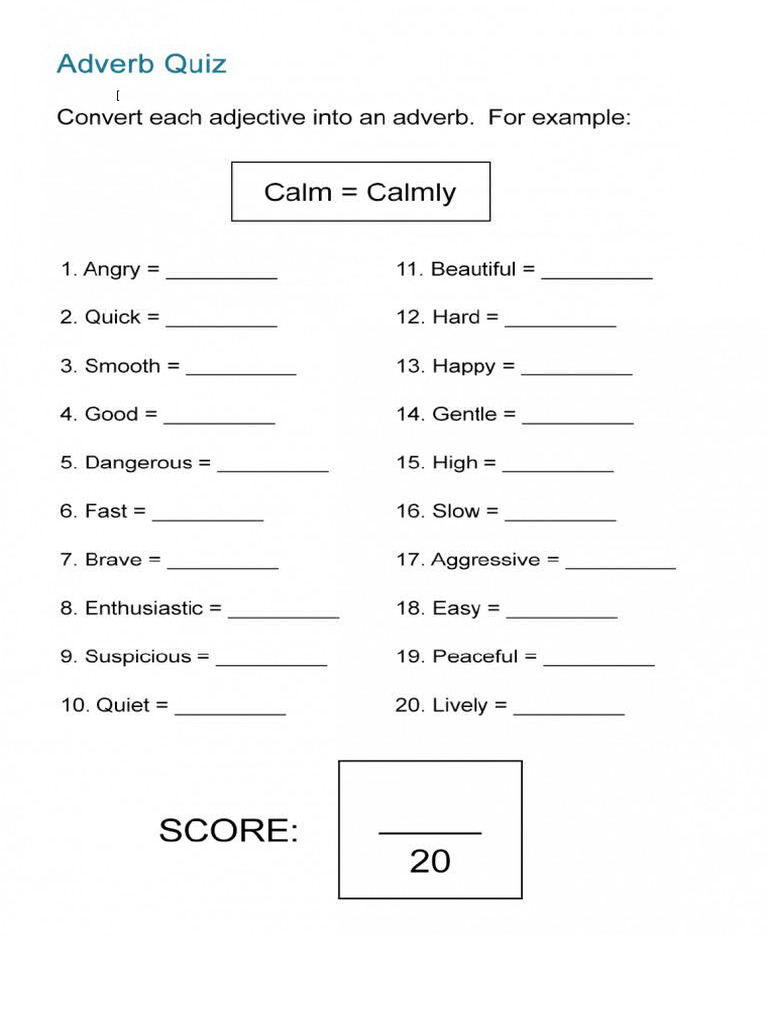 Adverbs Exercise | PDF