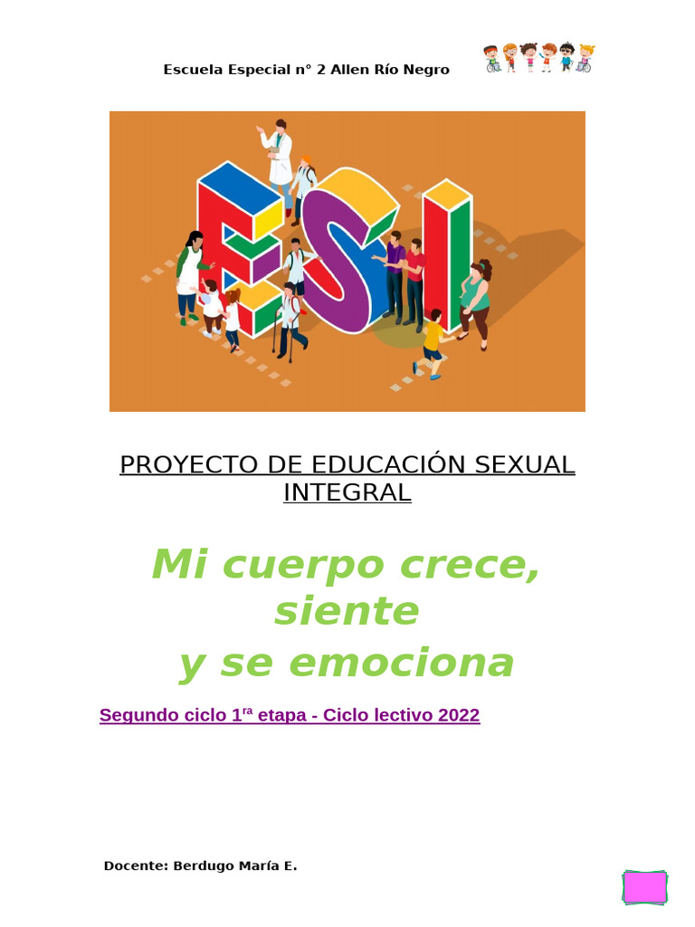 Proyecto de ESI. ESCUELA ESPECIAL 2 | PDF | Las emociones | Lavado de manos