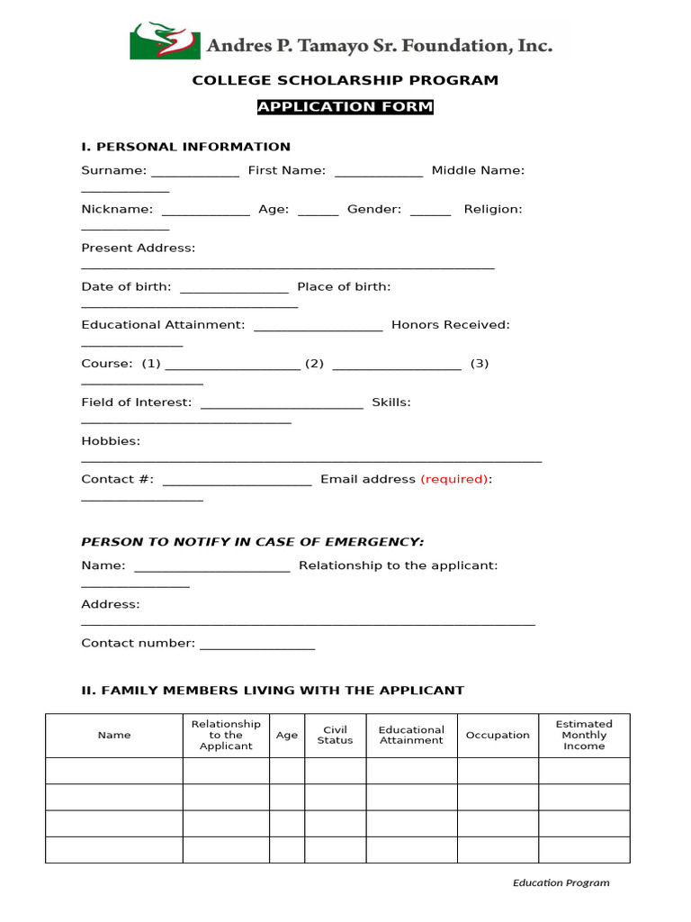 Application Form (college intake) (2) | PDF
