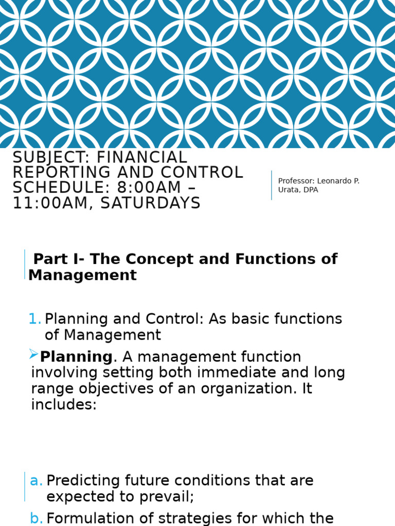 Financial Reporting and Control - PPTX 2 | PDF | Data | Information