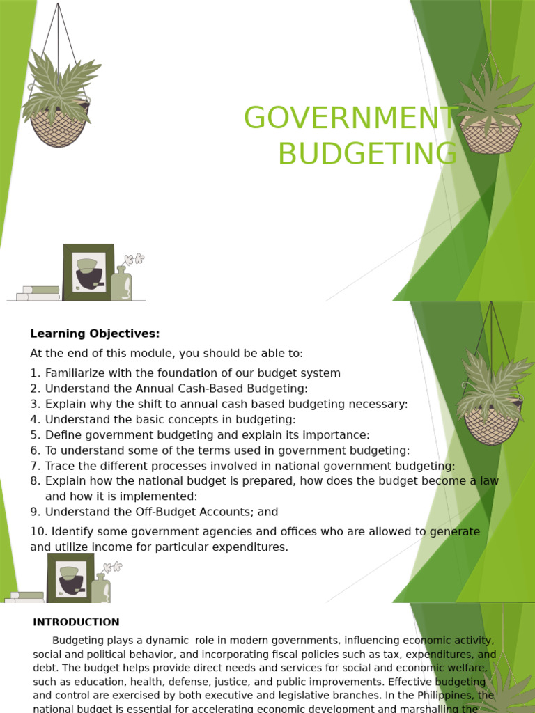 Philippine Government Budgeting Overview | PDF | Budget | Government Budget