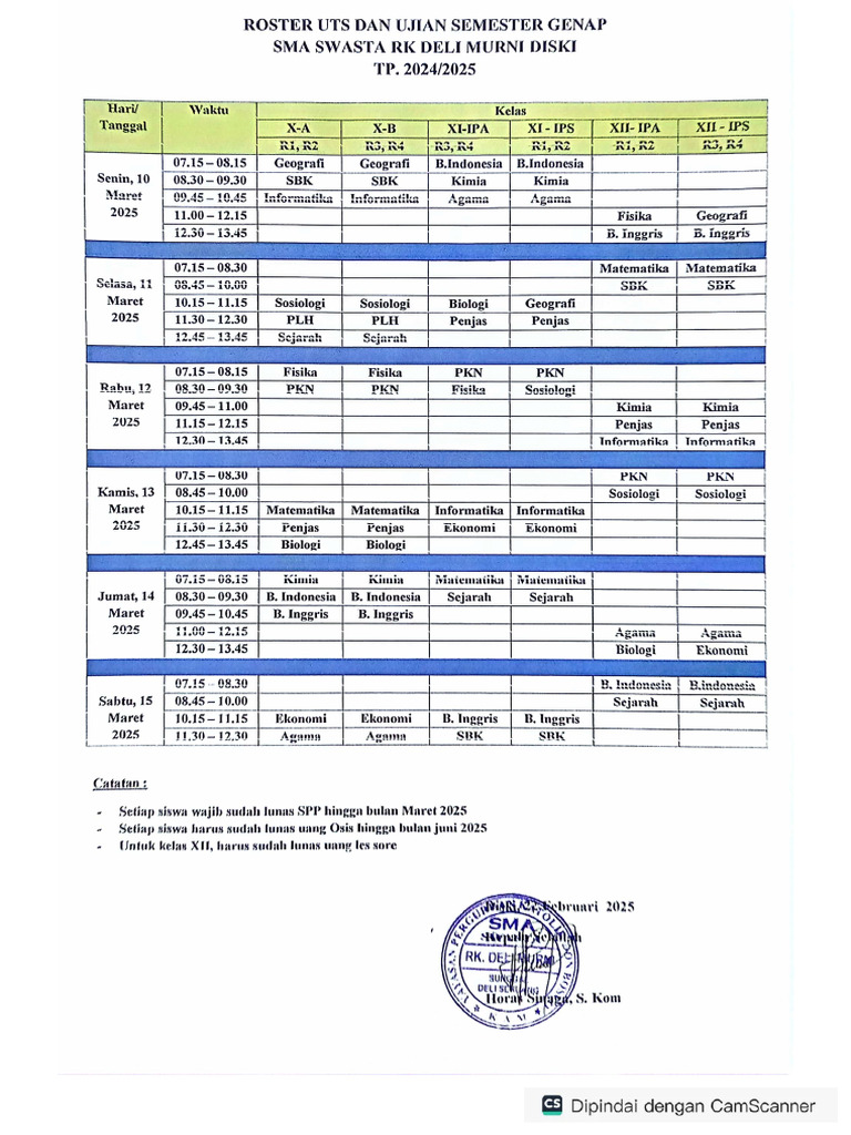 Roster UTS dan Ujian semester genap | PDF