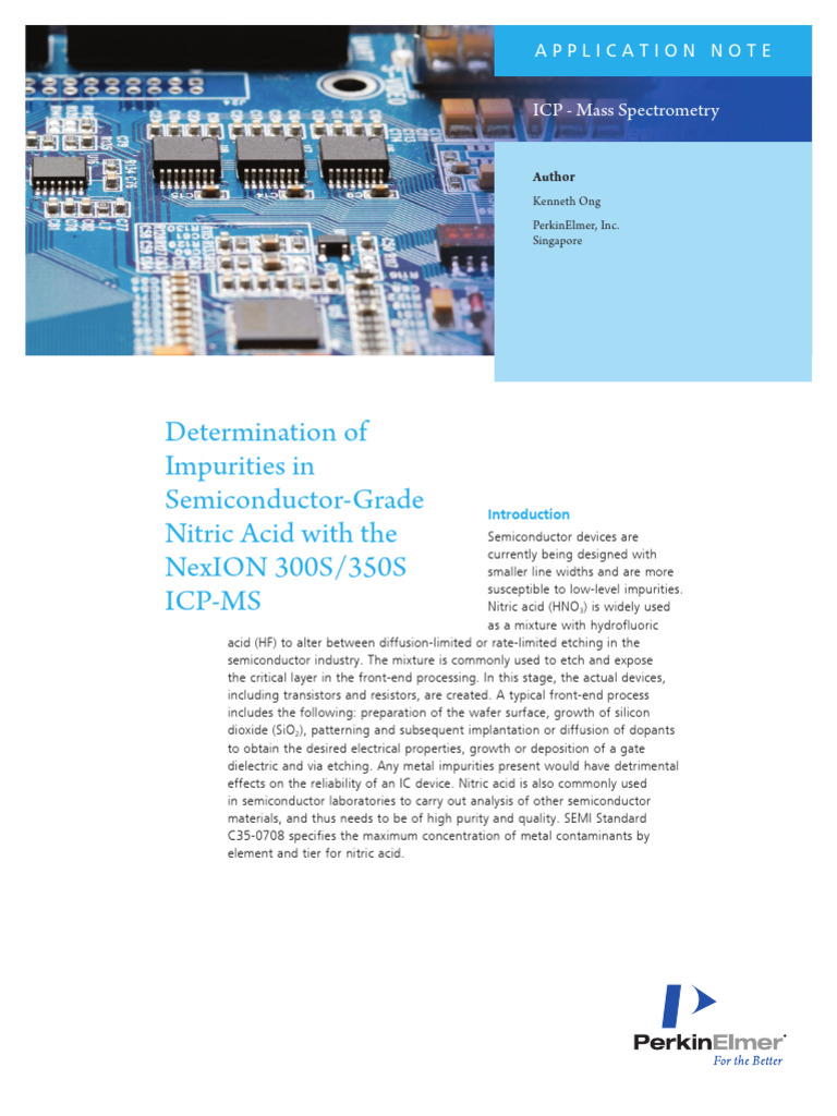 Determination of Impurities in Semiconductor Grade Nitric Acid With The ...