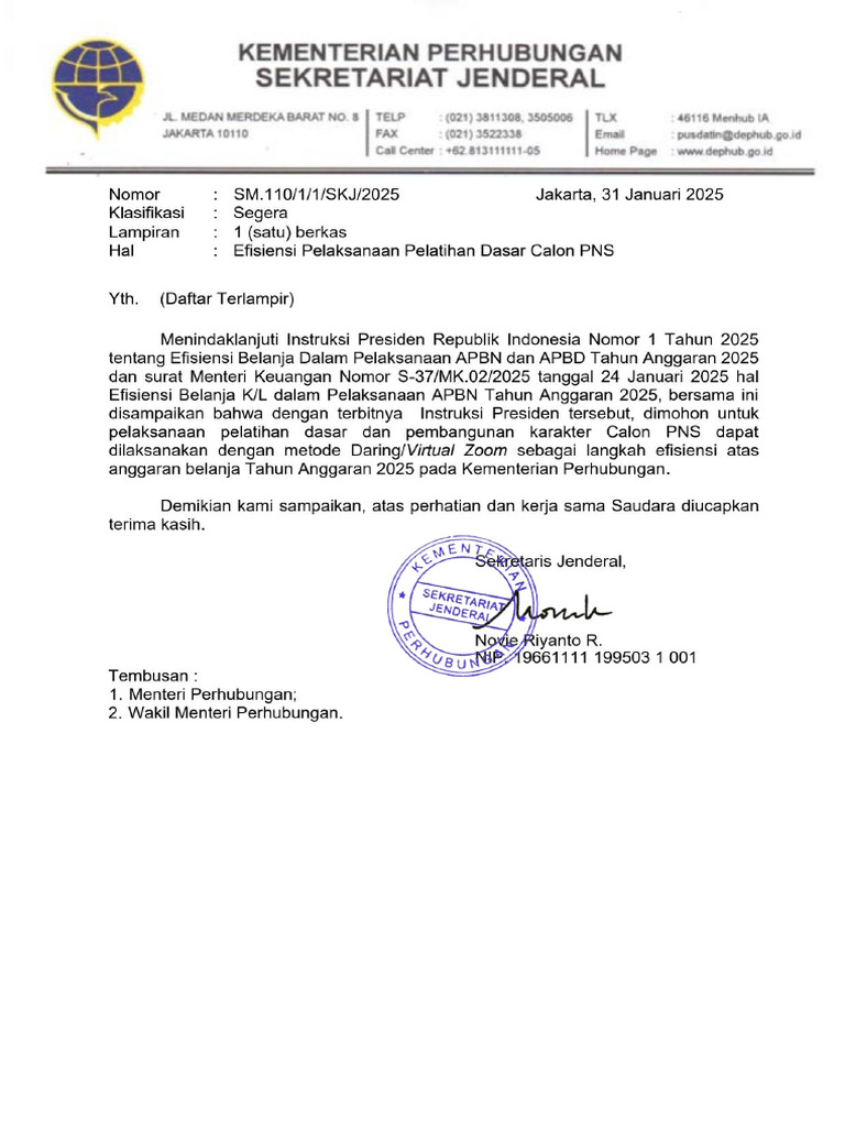 Surat Efisiensi LATSAR | PDF