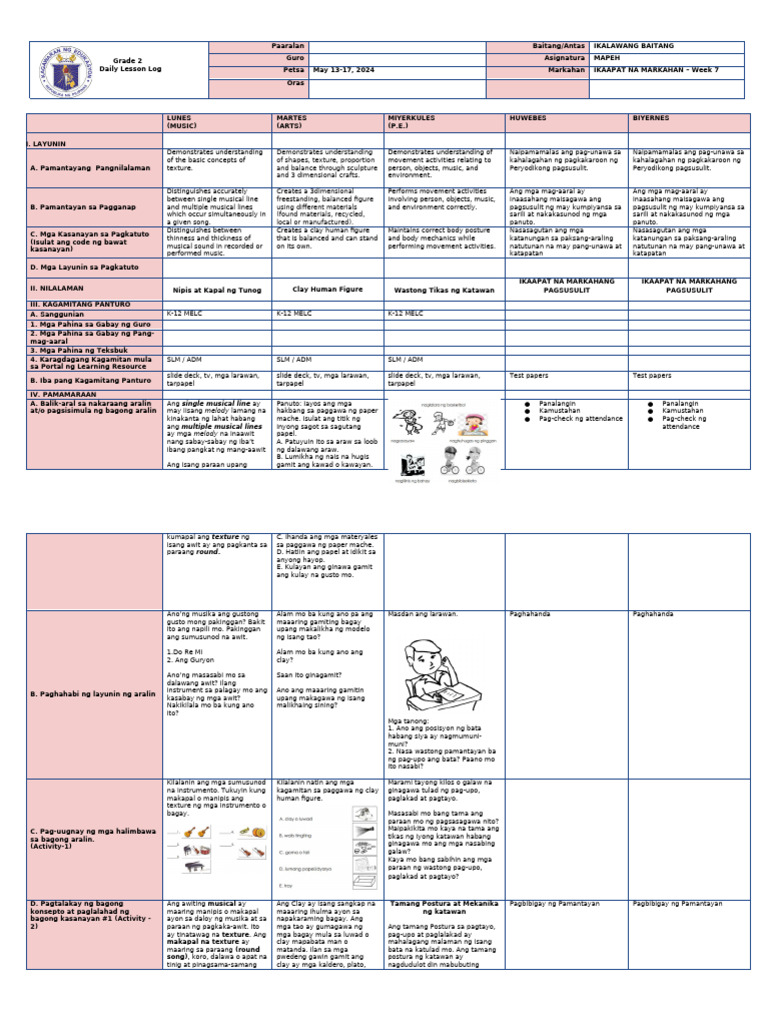Q4-Week7-Dll-Mapeh 2 | PDF