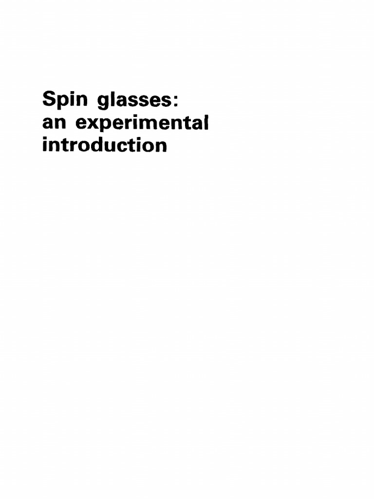 Spin Glasses _ An Experimental Introduction | PDF | Physics | Electromagnetism