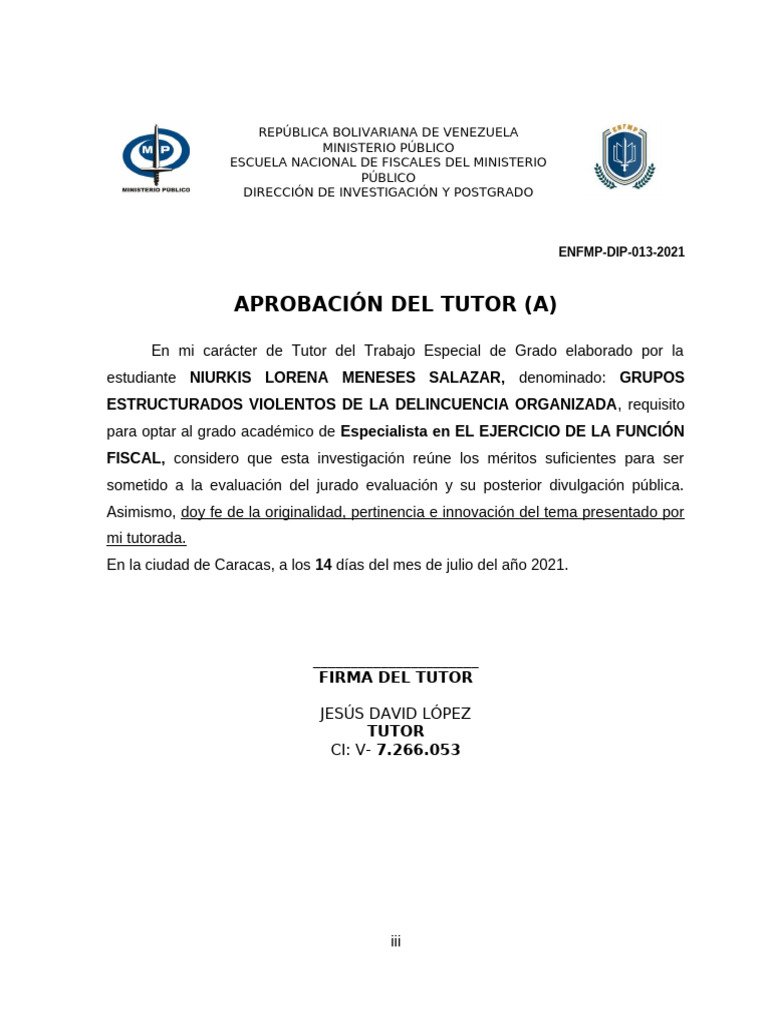 Aprobación Tutor 2021 | PDF
