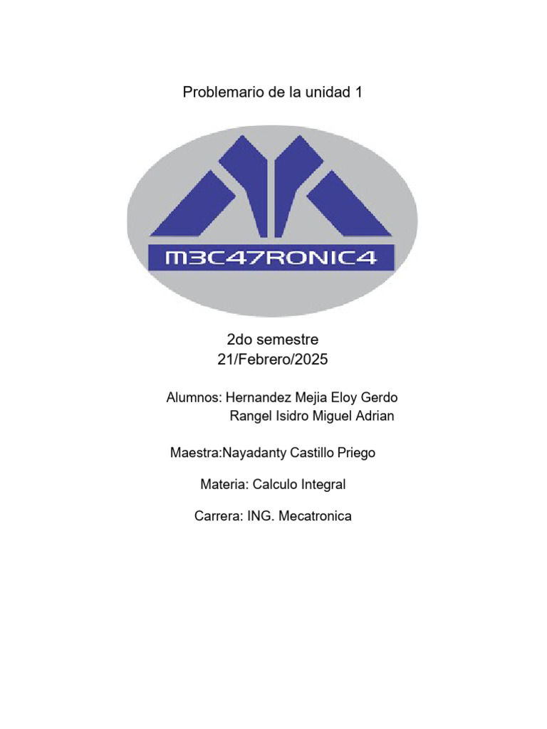 Problemario U1 | PDF | Integral