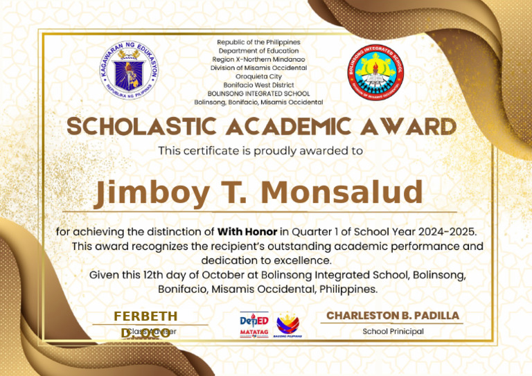 Achievers Certificate | PDF